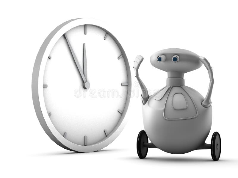 Robot and clock stock illustration. Illustration of abstract - 12554317