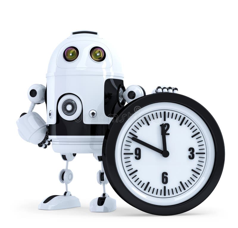 Robot and clock stock illustration. Illustration of chronometer - 12554317