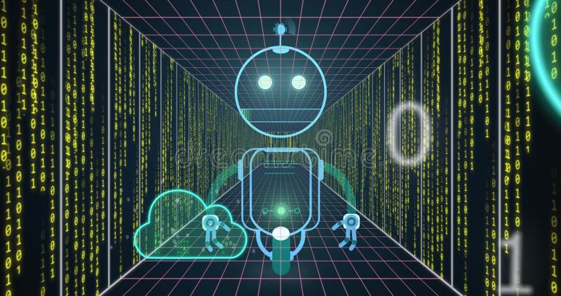 Robot and Cloud Computing Image Over Digital Data Tunnel Background Stock Photo - Image of ...