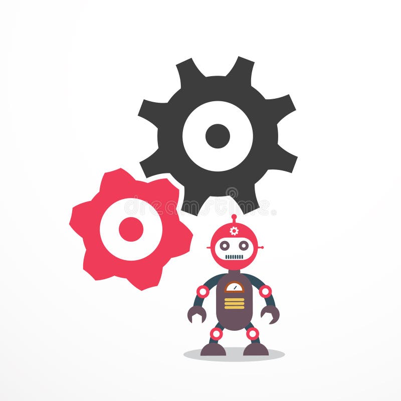 Robot with Cogs - Gears. Technology Symbol Stock Vector - Illustration ...