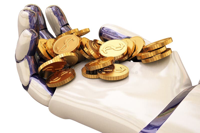 Robot and coins stock illustration. Illustration of handful - 13178562