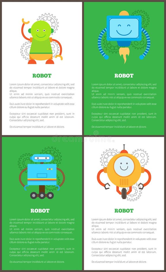 Robot Collection of Banners Vector Illustration Stock Vector ...