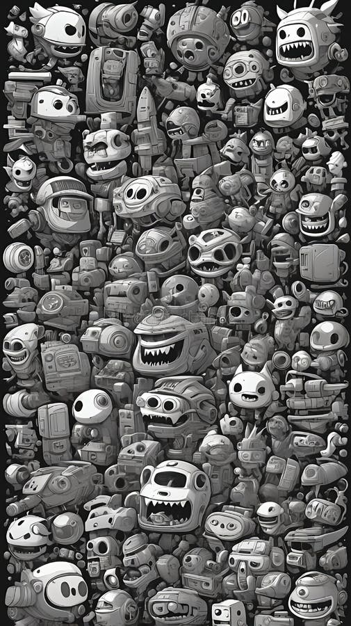 Robot Collection Doodle Cartoon Character Stock Illustration ...