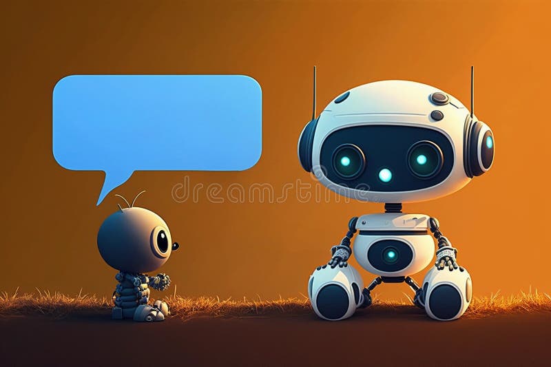 Robot Communication. Two Robots Talking, Empty Spaces for Text AI ...