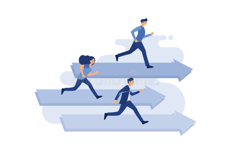 Robot Competition Human Worker and Win. Concept Business Vector, Stock ...