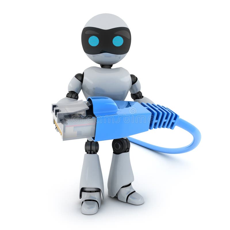 Robot and net cable stock illustration. Illustration of hook - 24117277