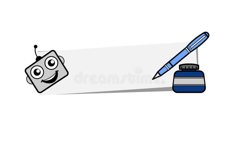 Robot con banner e penna illustrazione di stock. Illustrazione di ...