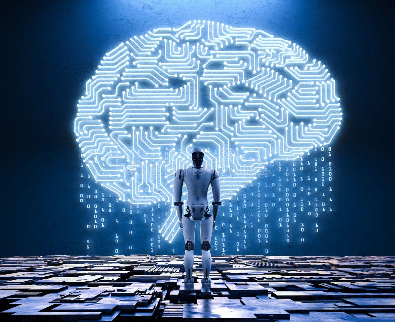 Robot con el cerebro. stock de ilustración. Ilustración de cerebro ...