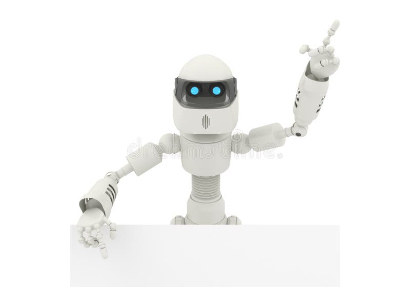 Robot Con Un Segno in Bianco Illustrazione di Stock - Illustrazione di ...