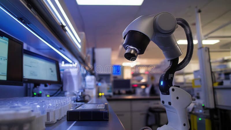 Robot Conducts Research in High-tech Laboratory with Advanced Equipment ...