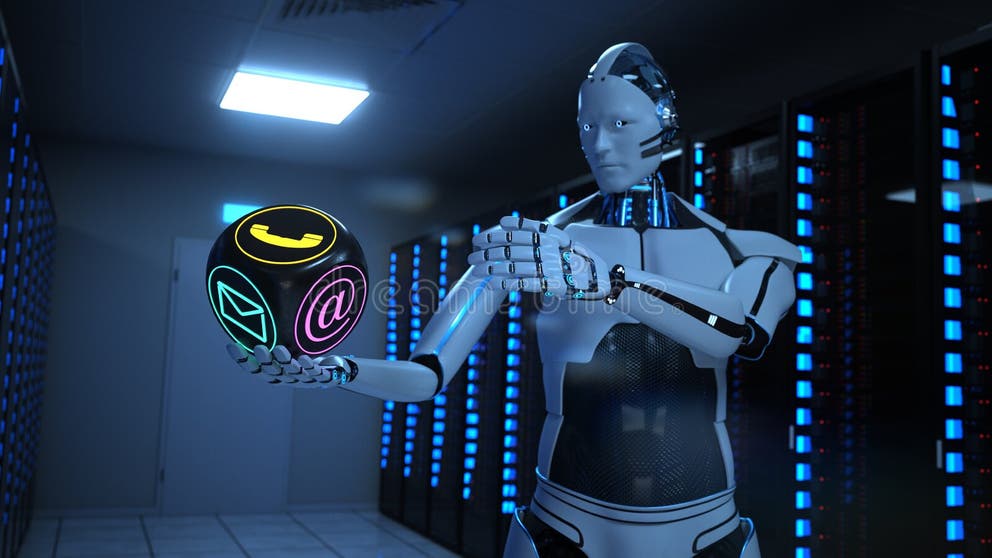 Robot Contact Cube Server Room Stock Illustration - Illustration of ...