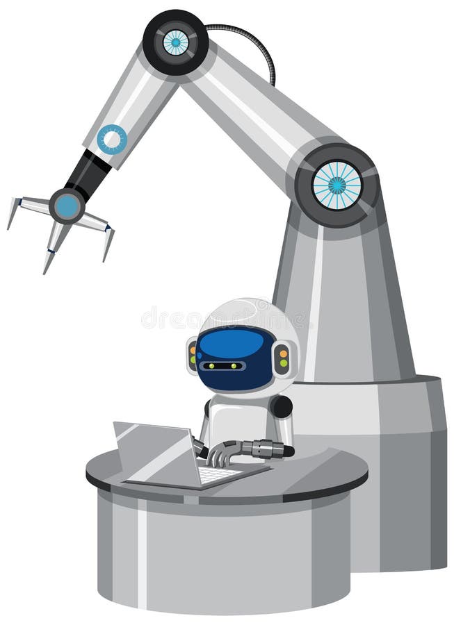 A Robot Controlling Machine Stock Vector - Illustration of tech ...