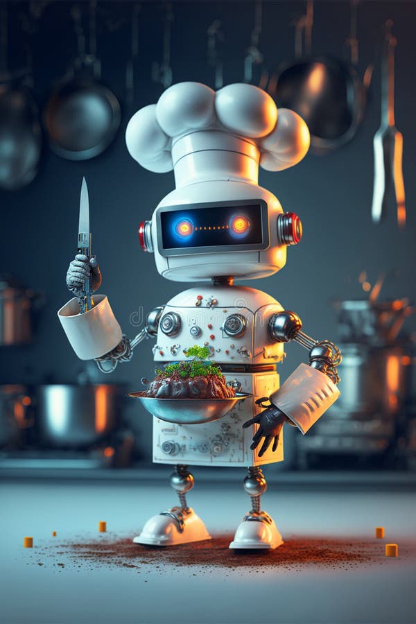 Robot Cook Holds the Cake he Cooked Stock Illustration - Illustration ...