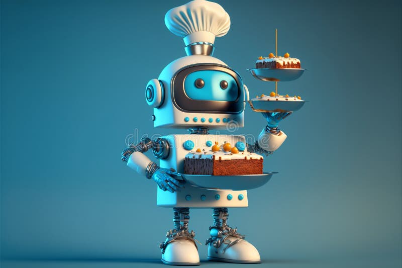 Robot Cook Holds the Cake he Cooked Stock Illustration - Illustration ...