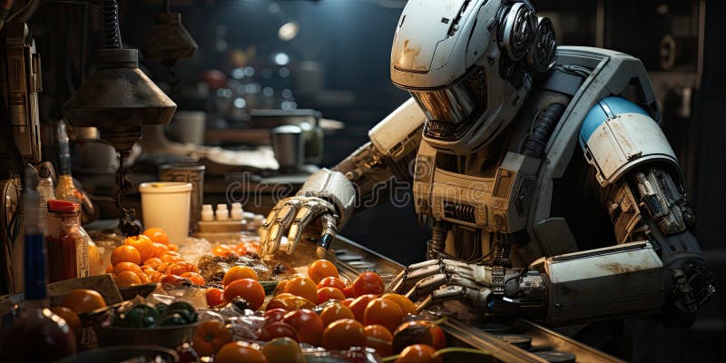 Robot Cooking in the Kitchen. Stock Image - Image of utensil, appliance ...