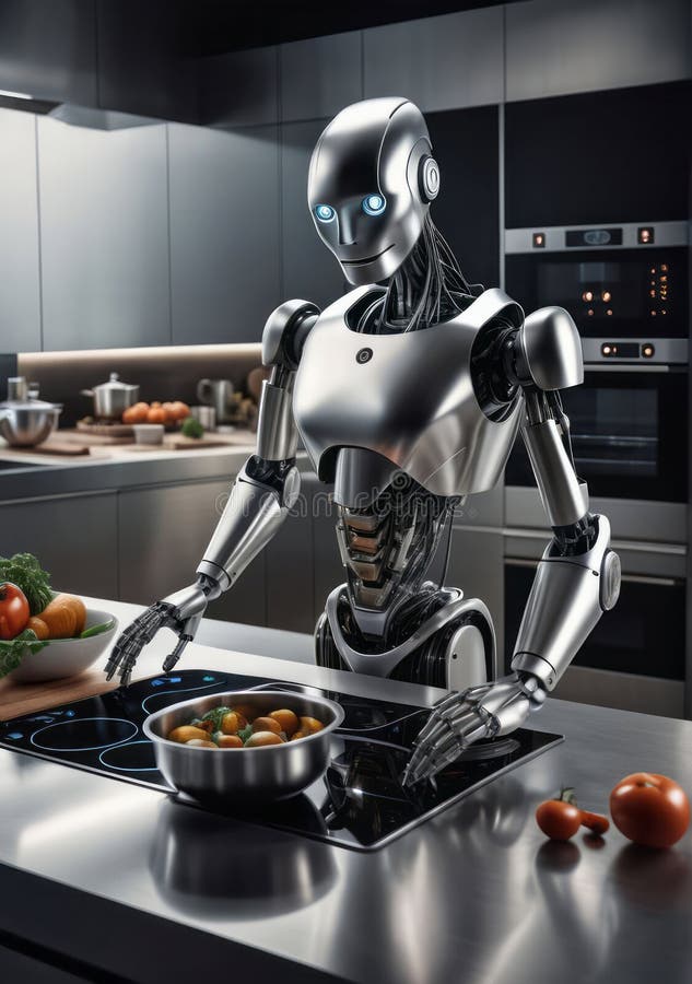 Robot cooking stock photo. Image of equipment, business - 319107166