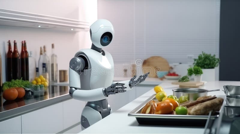 Robot Cooks the Food in a Modern Kitchen. Technologies in Modern Life ...