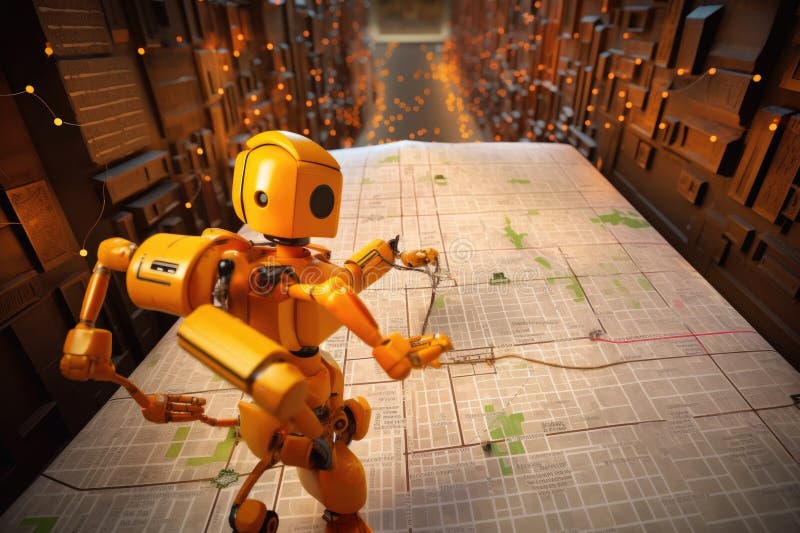 Robot Courier Tracking Delivery Progress on a Map Stock Illustration ...