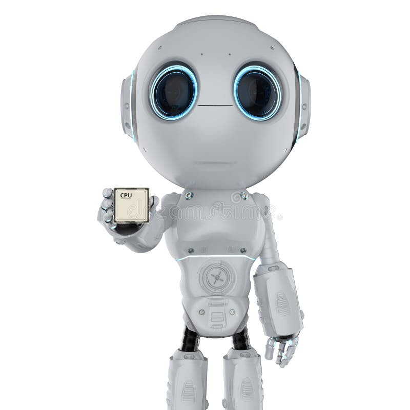 Robot with cpu chip stock illustration. Illustration of intellect ...