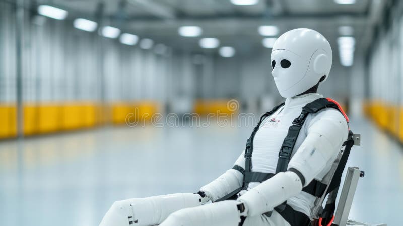 Robot Crash Test Dummy Strapped To a Sled, Ready for High-speed ...