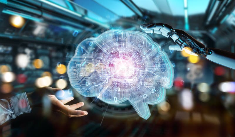 Robot Creating Artificial Intelligence in a Digital Brain 3D Ren Stock ... Robot Creating Artificial Intelligence in a Digital Brain 3D Ren Stock ...