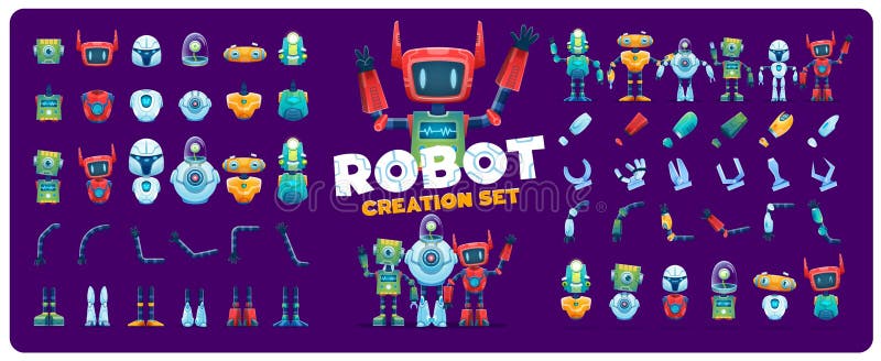 Robot Creation Kit Cyborg Character Constructor Stock Vector