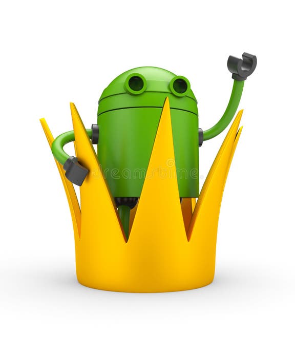 Robot with crown - king stock illustration. Illustration of king - 77740422