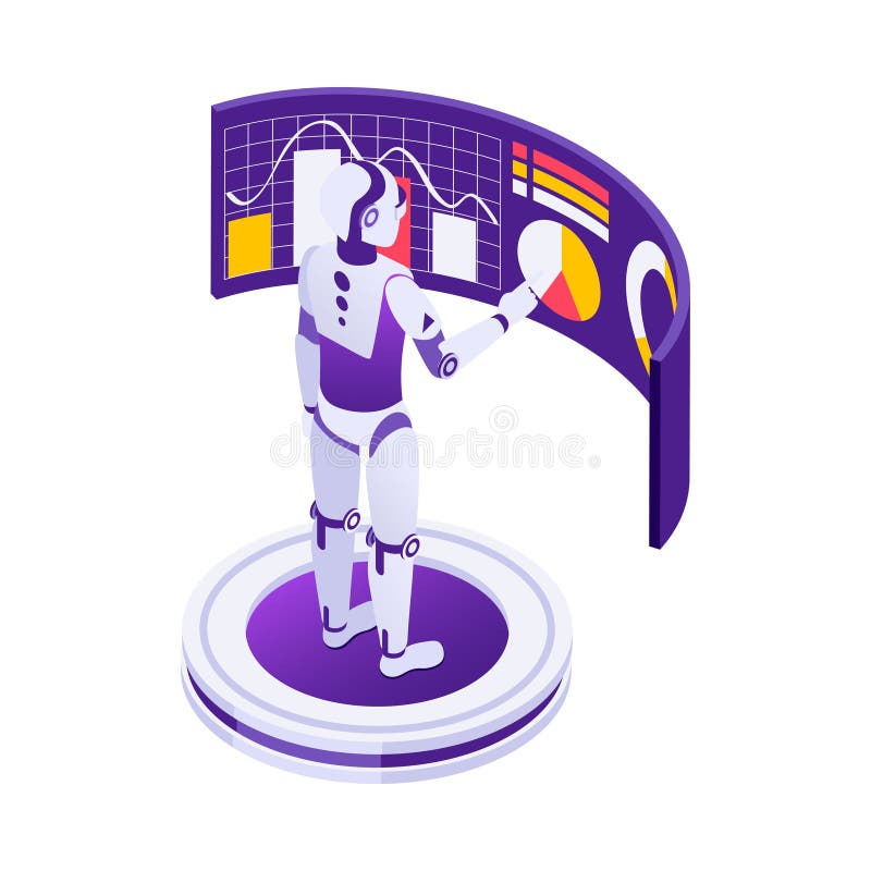 Robot Curved Screen Composition Stock Illustration - Illustration of ...