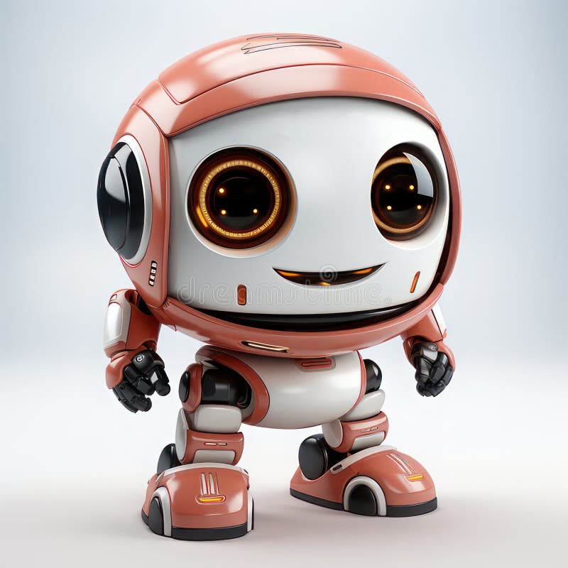Cute Robot with Glowing Eyes. AI Generative Stock Illustration ...