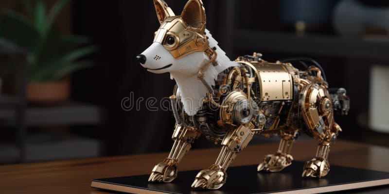 Robot Cyber Corgi Dog Stands. AI Illustration Stock Image - Image of ...
