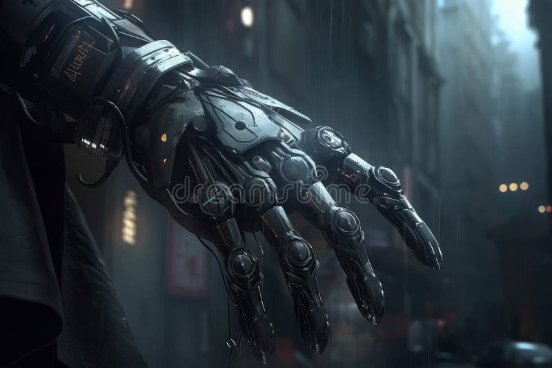 Robot Cyber Hand City. Generate Ai Stock Image - Image of power ...