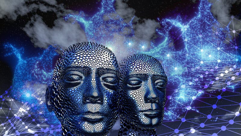 Robot Cyborg Artificial Intelligence Portrait Stock Illustration ...