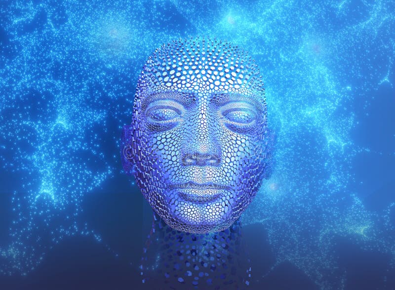 Robot Cyborg Artificial Intelligence Portrait Stock Illustration ...