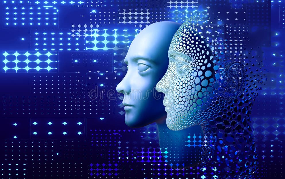 Robot Cyborg Artificial Intelligence Portrait Stock Illustration ...