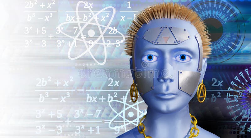 Robot Cyborg Android Portrait Stock Illustration - Illustration of ...