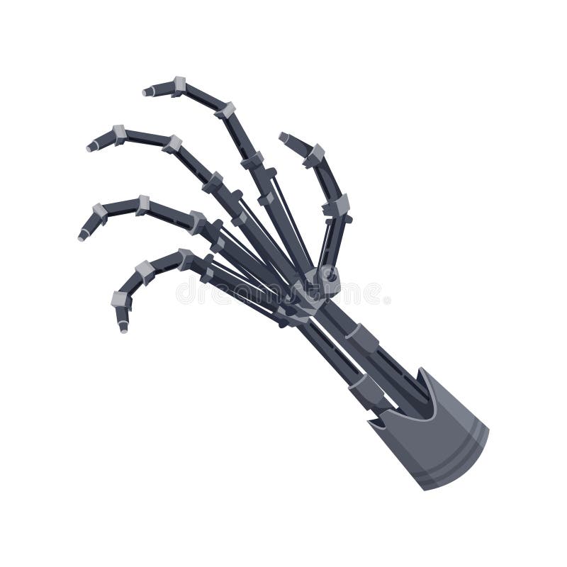 Robotic Prosthesis Human Hand with Metal Fingers Stock Vector ...