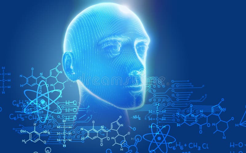 Robot Cyborg Artificial Intelligence Portrait Stock Illustration ...