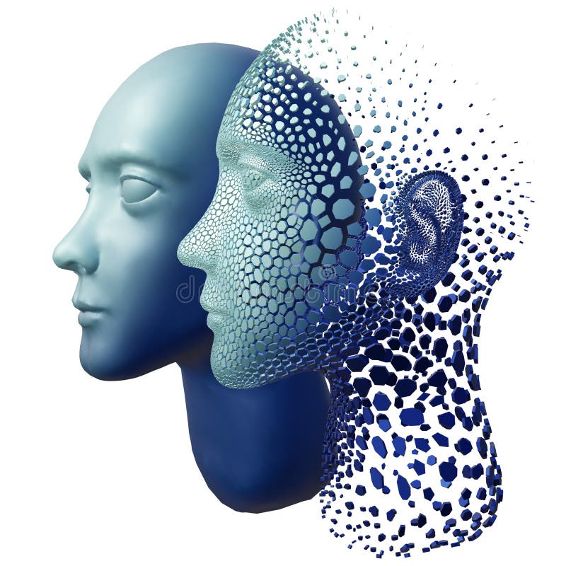 Robot Cyborg Artificial Intelligence Portrait Stock Illustration ...