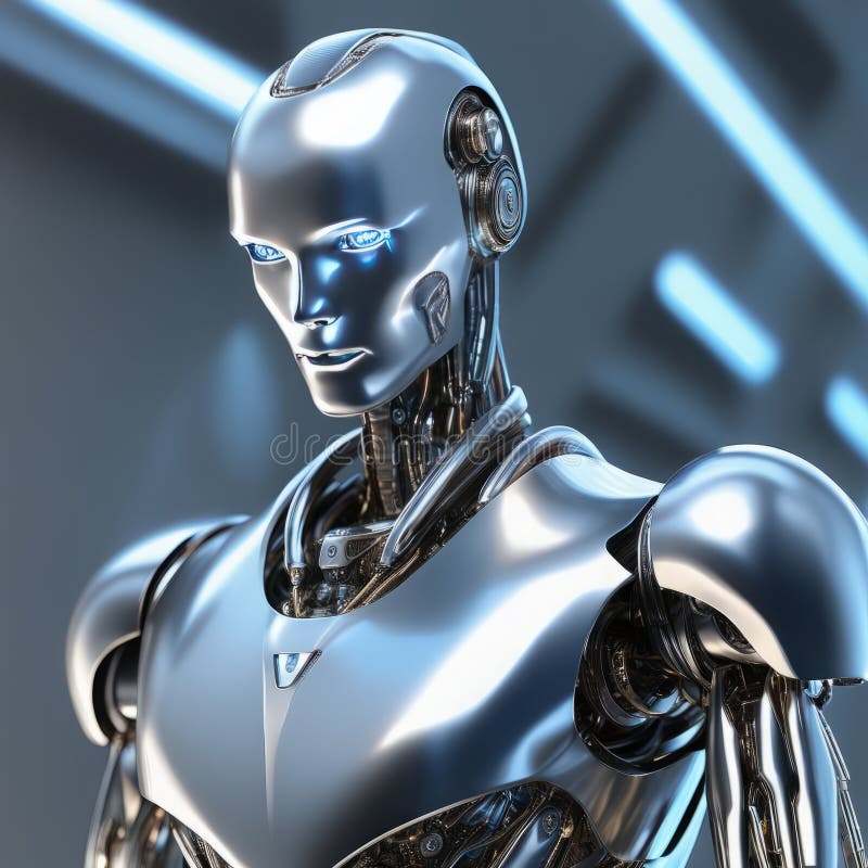 Robot Cyborg in the Background. 3d Illustration Robot Cyborg in the ...