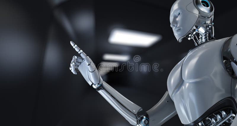 Robot Cyborg 3d Render on Blurred Background. Innovation Technology ...