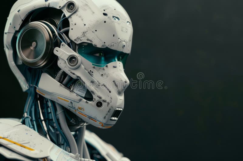 Robot Cyborg Face Head Advanced Artificial Intelligence Future Stock Illustration - Illustration ...