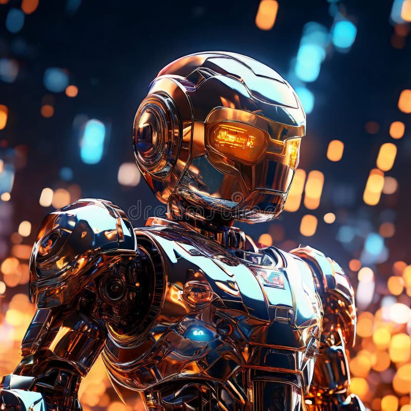 Robot Cyborg in Futuristic Concept. 3d Rendering Stock Illustration ...