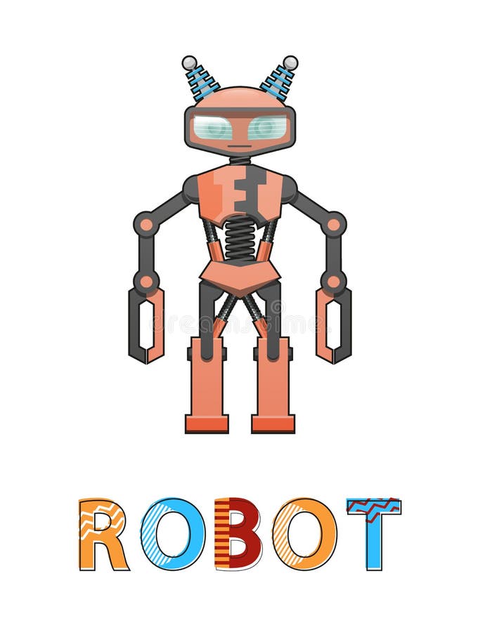 Robot Cyborg Humanoid Poster Vector Illustration Stock Vector ...