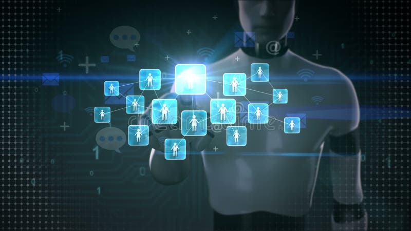 Robot, Cyborg Touching IoT Smart Home Appliance, Internet of Things ...