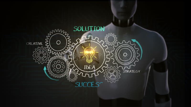 Drawing Success, Solution Concept with Gear Wheel on Chalkboard ...