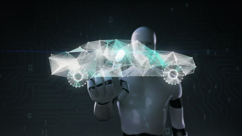 Digital Lines Create Electronic Car Shape, Digital Concept ...