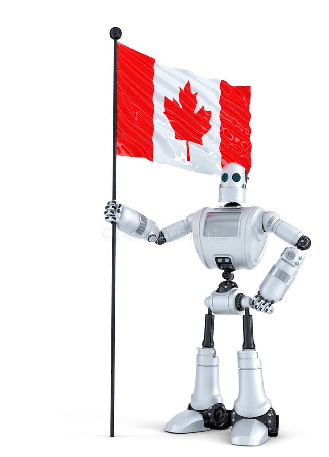 Robot D'Android Se Tenant Avec Le Drapeau Du Canada Contient Le Chemin ...