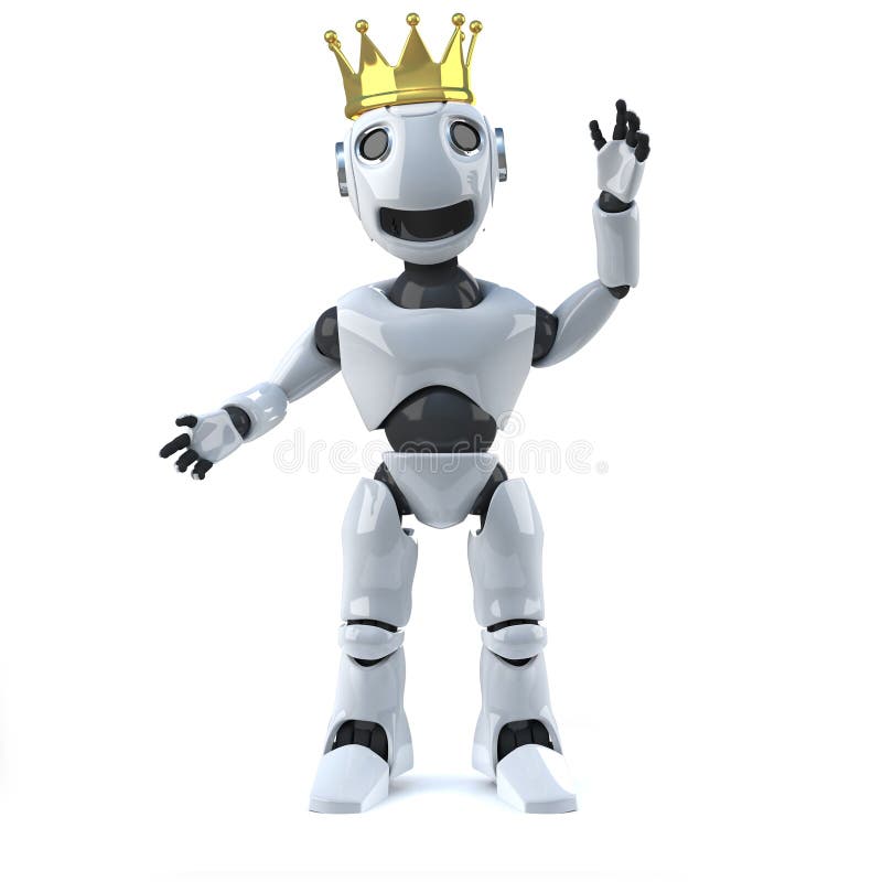 Robot 3d Che Indossa Una Corona Dell'oro Illustrazione di Stock ...