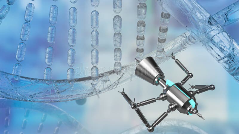 Robot and Dan for Nanorobotics Concept 3d Rendering Stock Illustration ...