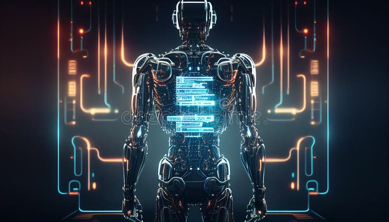 Robot Data Flow Concept Networking. Stock Illustration - Illustration ...
